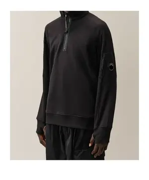 C.P. COMPANY Diagonal Raised Fleece Lens Half Zip Sweatshirt