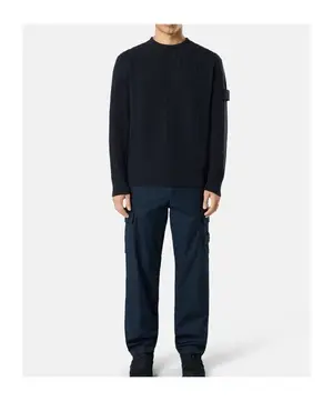 Stone Island Long-sleeved Pullover With Ribbed Trim - Blue