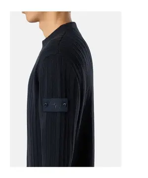 Stone Island Long-sleeved Pullover With Ribbed Trim - Blue
