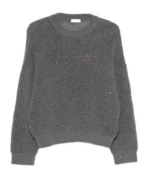 Peserico Sequin-embellished Open-knit Sweater