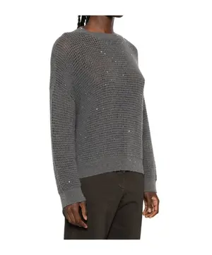 Peserico Sequin-embellished Open-knit Sweater