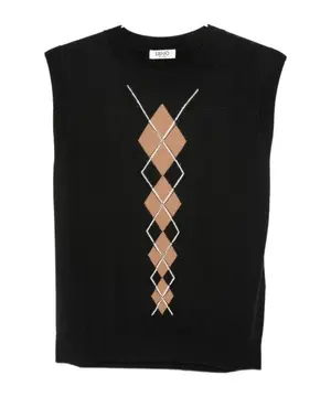 Liu Jo Argyle Jacquard Knit Vest - Black