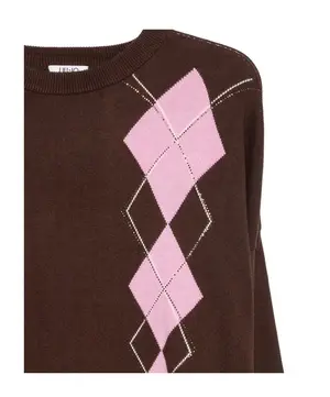 Liu Jo Rhinestone-embellished Knit Top With Diamond Intarsia