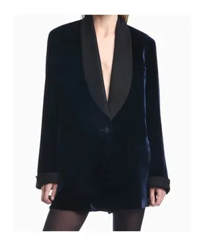 Emporio Armani Velvet Blazer With Satin Shawl Collar
