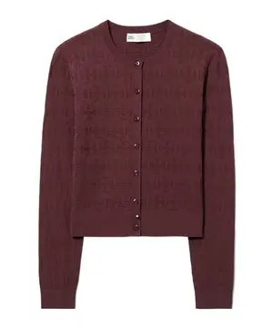 Tory Burch T Monogram Jacquard Cardigan - Red