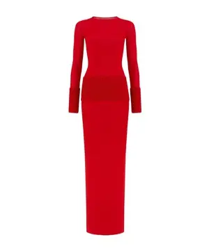 Alaïa Merino Bodycon Dress - Red