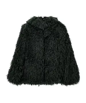 Emporio Armani Blouson Jacket In Shaggy Faux Fur With A High Collar - Green
