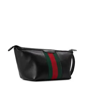 Gucci Leather Clutch Bag With Web Stripe