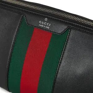 Gucci Leather Clutch Bag With Web Stripe