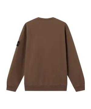 Stone Island Crewneck Sweatshirt With Ribbed Inserts - Umber