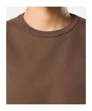 Stone Island Crewneck Sweatshirt With Ribbed Inserts - Umber