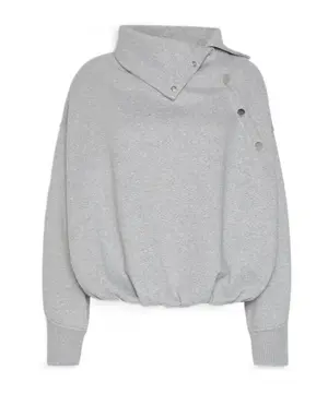 Sportmax Asymmetric Press-stud Sweatshirt - Light Gray