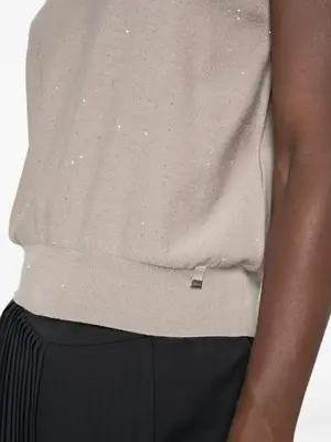 Herno Sequin-embellished Knit Top - Beige