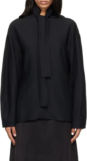 Studio Nicholson Loti Draped Tie-neck Top