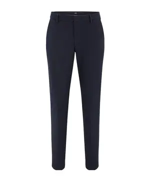 Hugo Boss Navy Flatfront Tailored Trousers - Blue