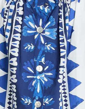 Farm Rio Off-the-shoulder Long-sleeve Floral Shirt