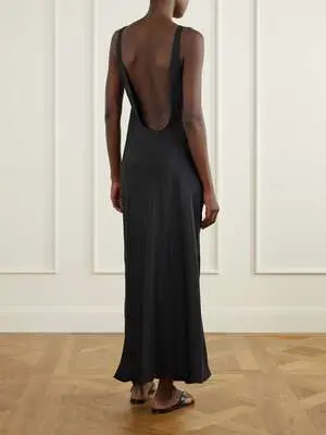Le Kasha Open-back Silk-satin Maxi Dress