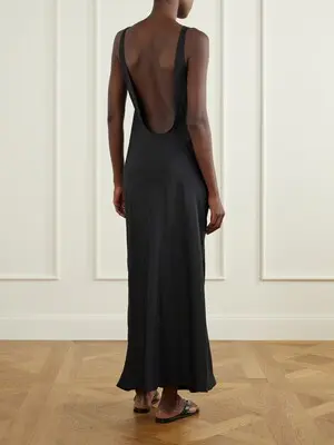 Le Kasha Open-back Silk-satin Maxi Dress
