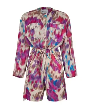Isabel Marant Étoile Tiedye Printed Longsleeve Playsuit