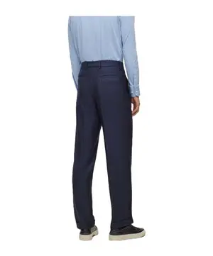 Hugo Boss Navy Doublepleat Cuffed Tailored Trousers