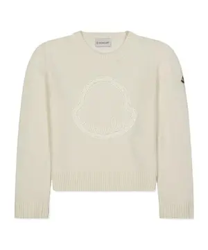 Moncler Embroidered Logo Jumper - White