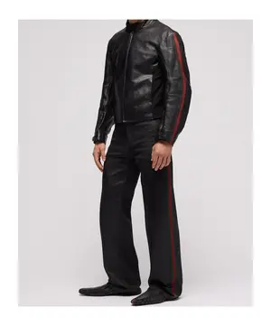 Gucci Coated Cotton Twill Denim Pants With Web