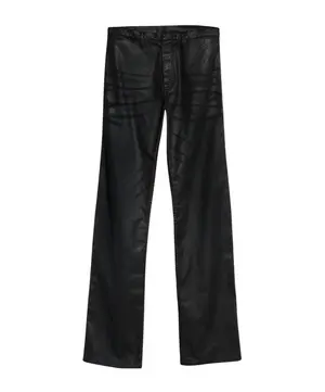 Gucci Coated Cotton Twill Denim Pants With Web - Black