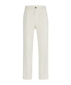 Hugo Boss Offwhite Pleated Straightleg Trousers