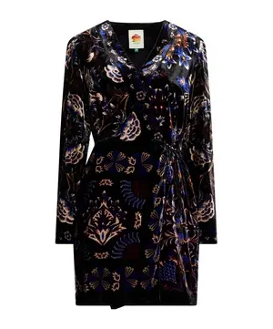 Farm Rio Floral Print Velvet Dress