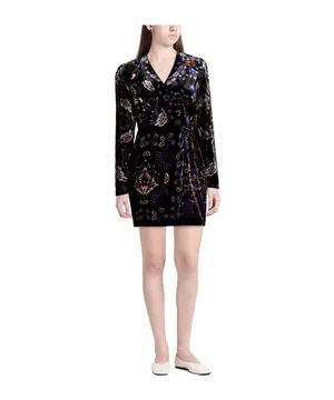 Farm Rio Floral Print Velvet Dress