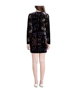 Farm Rio Floral Print Velvet Dress