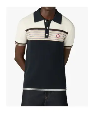 Casablanca Colourblock Striped Knit Polo Shirt