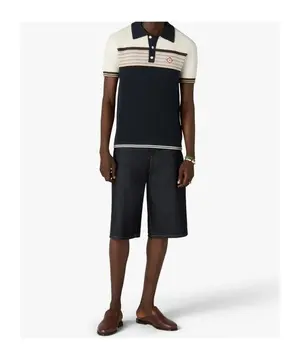 Casablanca Colourblock Striped Knit Polo Shirt