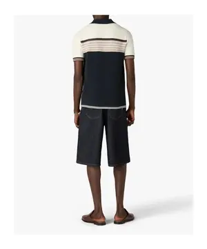 Casablanca Colourblock Striped Knit Polo Shirt