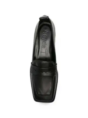 AeydĒ Square-toe Leather Loafers With Block Heel