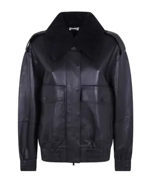 P.a.r.o.s.h Long Sleeve Leather Bomber Jacket - No