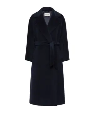 Max Mara Wool Alpaca Blend Teddy Coat - Navy