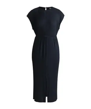 Hugo Boss Navy Ribknit Midi Dress