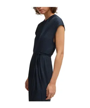 Hugo Boss Navy Ribknit Midi Dress