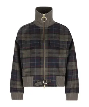 Barbour Plaid Cropped Zip-up Jacket