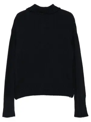 ROBERTO COLLINA Collared Henley Cropped Knit Sweater