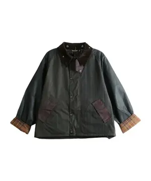 Barbour Plaid Panel Waxed Cropped Jacket - Black