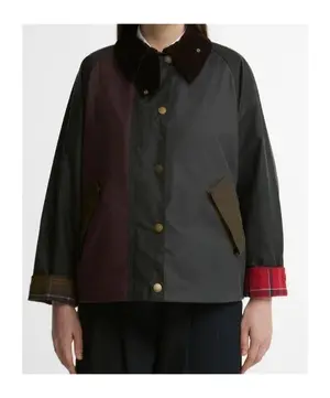 Barbour Colourblock Waxed Cropped Field Jacket