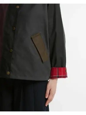 Barbour Colourblock Waxed Cropped Field Jacket