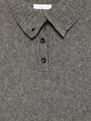 ROBERTO COLLINA Collared Henley Cropped Knit Sweater