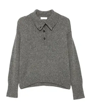 ROBERTO COLLINA Collared Henley Cropped Knit Sweater - No