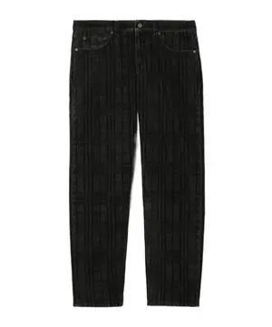 Burberry Check Flocked Straight Leg Jeans - Black