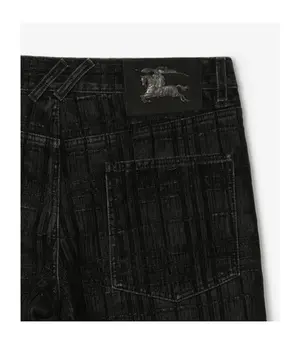 Burberry Check Flocked Straight Leg Jeans