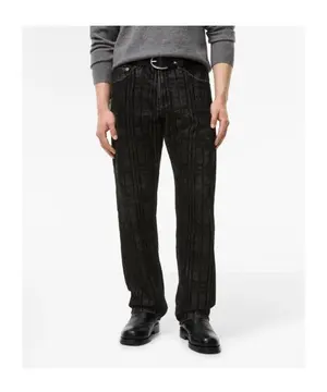 Burberry Check Flocked Straight Leg Jeans