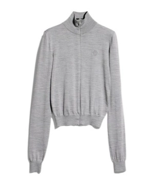 Gucci Embroidered Zip Knitwear Jacket - Light Gray